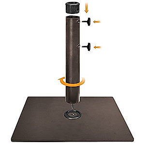 EliteShade USA Up to 160 lbs Square Umbrella Base Steel Plate Stand Market Patio Outdoor Heavy Duty Umbrella Holder, Bonus 18.5" Square Weight Sand Bag (Sand is not Included), Reddish-Brown