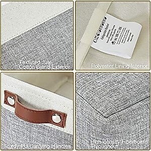 DECOMOMO Foldable Storage Bin (LARGE-Grey and White 15 x 11 x 9.5" - 3 Pack and Small 11.8 x 8 x 6-6 Pack) Collapsible Sturdy Cationic Fabric Storage Basket Cube W/Handles for Organizing Shelf Nurse