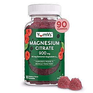 YUM-V'S Magnesium Citrate Gummies - 900mg Magnesium Citrate (102mg of Elemental Magnesium) Highly Absorbable Citrate, Supports Nerve, Enzyme & Muscle Function - 90 Count