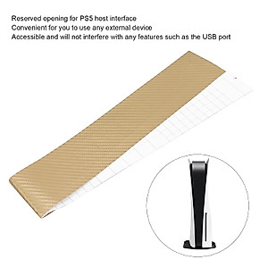 Console Middle Skin for PS5 Integrated Scratch Resistant Console Center Part Skin for PS5 Digital Version Console Console Center Part Skin(Carbon Fiber Gold)
