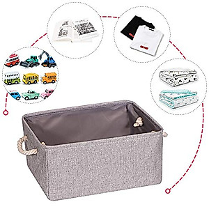 TENABORT 5 Pack Large Storage Basket Bin, Foldable Storage Cube Box Canvas Fabric Collapsible Organizer with Handles for Closet Home Office Clothes Shelf, Grey