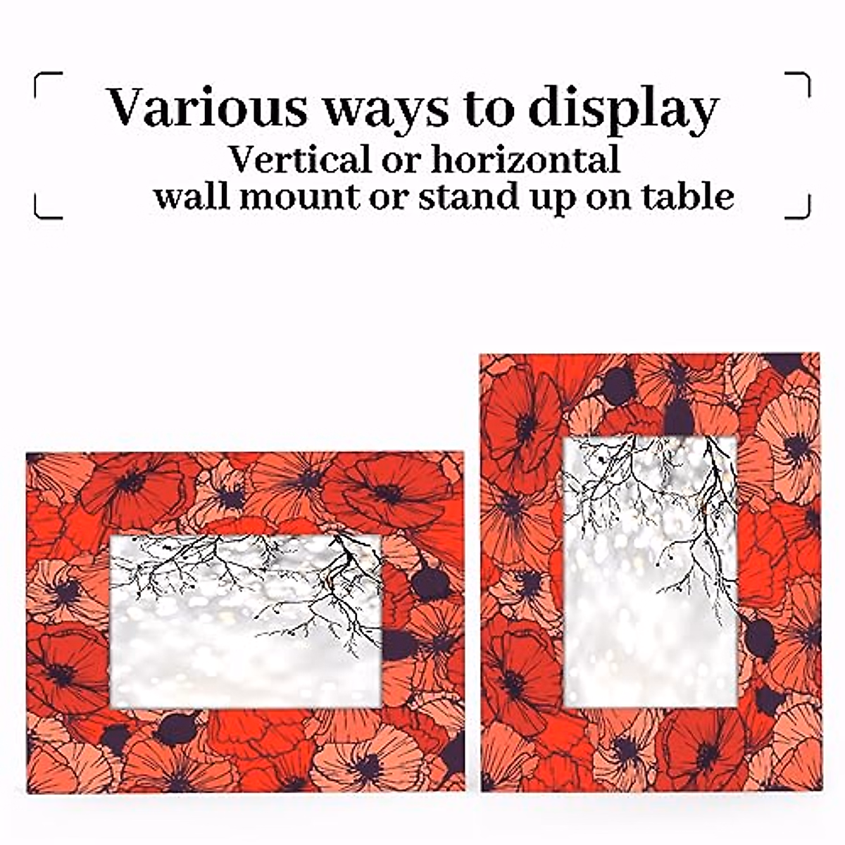 11x14 Picture Frame Red Poppy Wood Photo Frames with Acrylic for Wall Mount & Table Top Display Picture Frames for Wall Decor