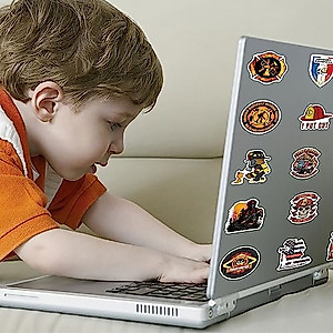 50 Pack Fireman Vinyl Stickers, Fire Truck Theme, Perfect for Adults, Kids on Fire Equipment, Water Bottles, Helmets, Laptops