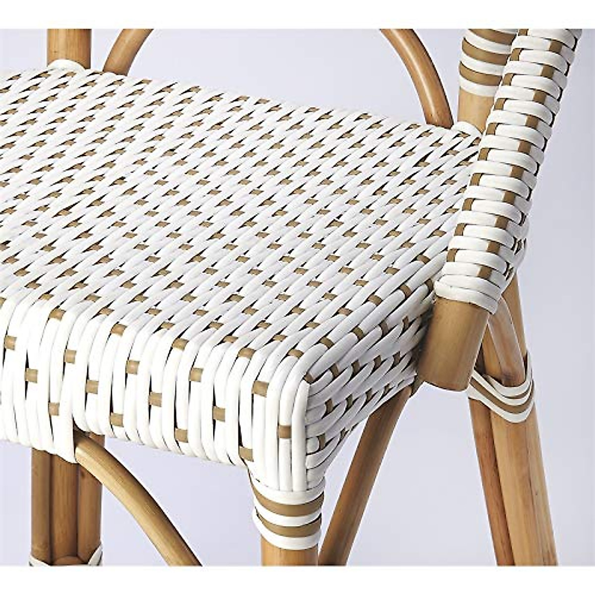 Beaumont Lane Island Living Rattan Counter Stool in White and Tan