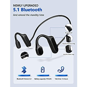 Bone Conduction Headphones -Wireless Bluetooth Headphones- Open Ear Earphone- Sports Bluetooth Headset - Sweatproof for Running and Workouts