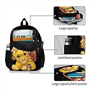 atgzfdr Popular Simba The King Lion Adult Backpack Anime Computer Bag Hiking Bookpack Schoolbag For Adult Men Women Black One Size