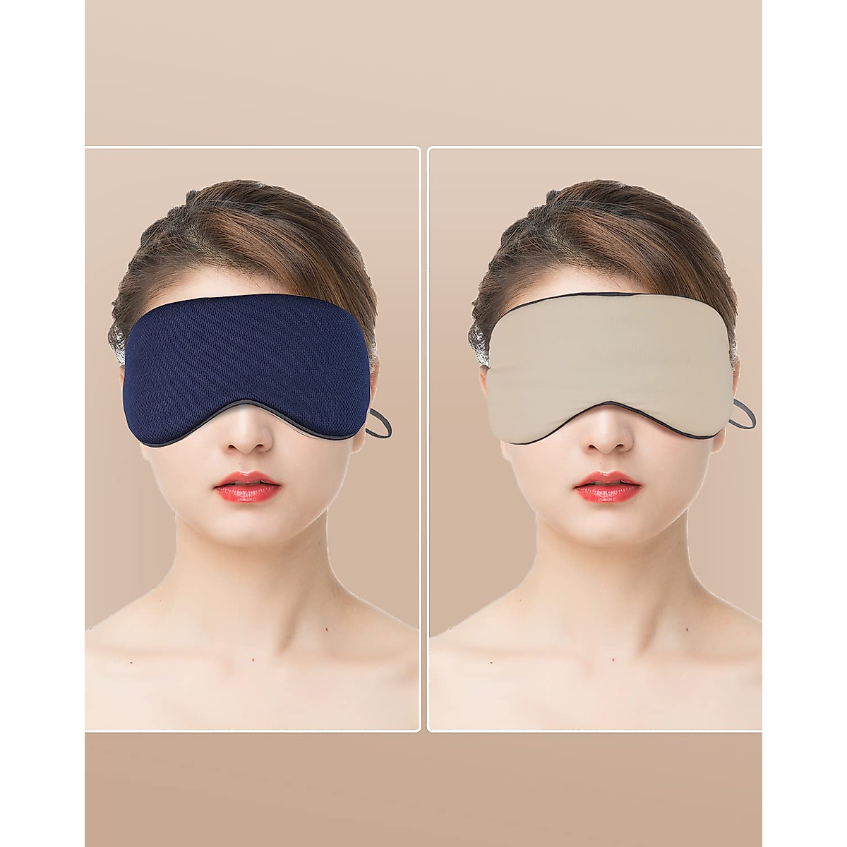 Hochoek Ice-Cold-Silk-Sleep-Mask Eyeshade Eye-Mask Eye-Cover - Double-Sided Warm and Ice-Cold Series (Classic Grey/Deep Rock Ash+Green/Beige+Dark Blue/Light Pink)