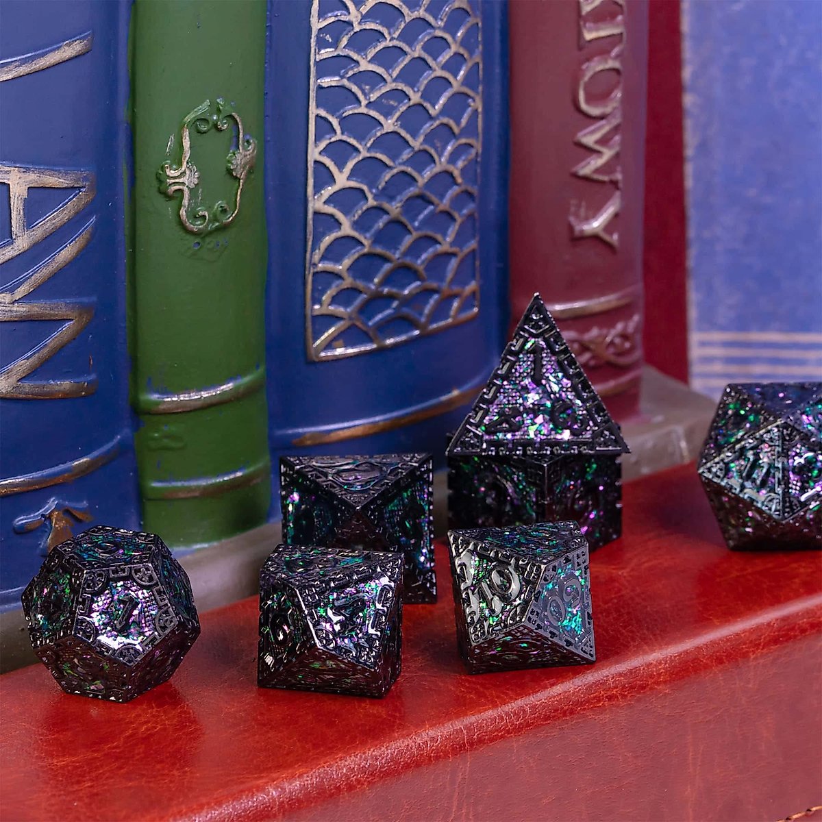 UDIXI Metal DND Dice Set, 7PCS Polyhedral D&D Dice Set Dragon d and d Dice for Dungeons and Dragons Role Playing Dice Game and Other Tabletop Game (Black 12)