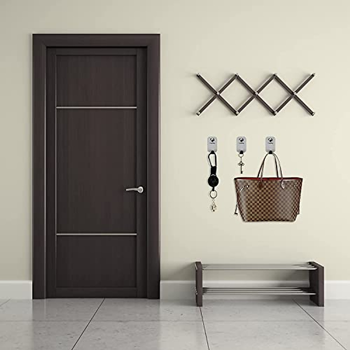 Coipdfty Designer Adhesive Wall Hooks for Hanging, 7 Pack Heavy Duty Metal Coat Key Towel Hooks for Kitchen Bathroom Garage,Utility Hooks 7 Pack