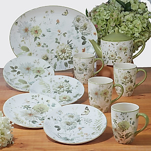 Certified International Green Fields 24 oz. Ice Cream/Dessert Bowls, Set of 4 Assorted Designs, Multicolor