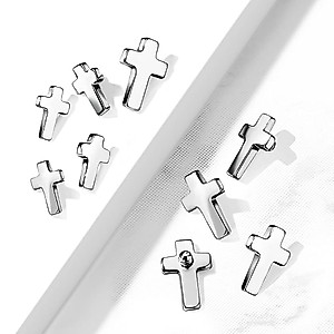 Pierced Owl G23 Implant Grade Titanium Flat Cross Shaped Internally Threaded Dermal Anchor Top (14GA (1.6mm))