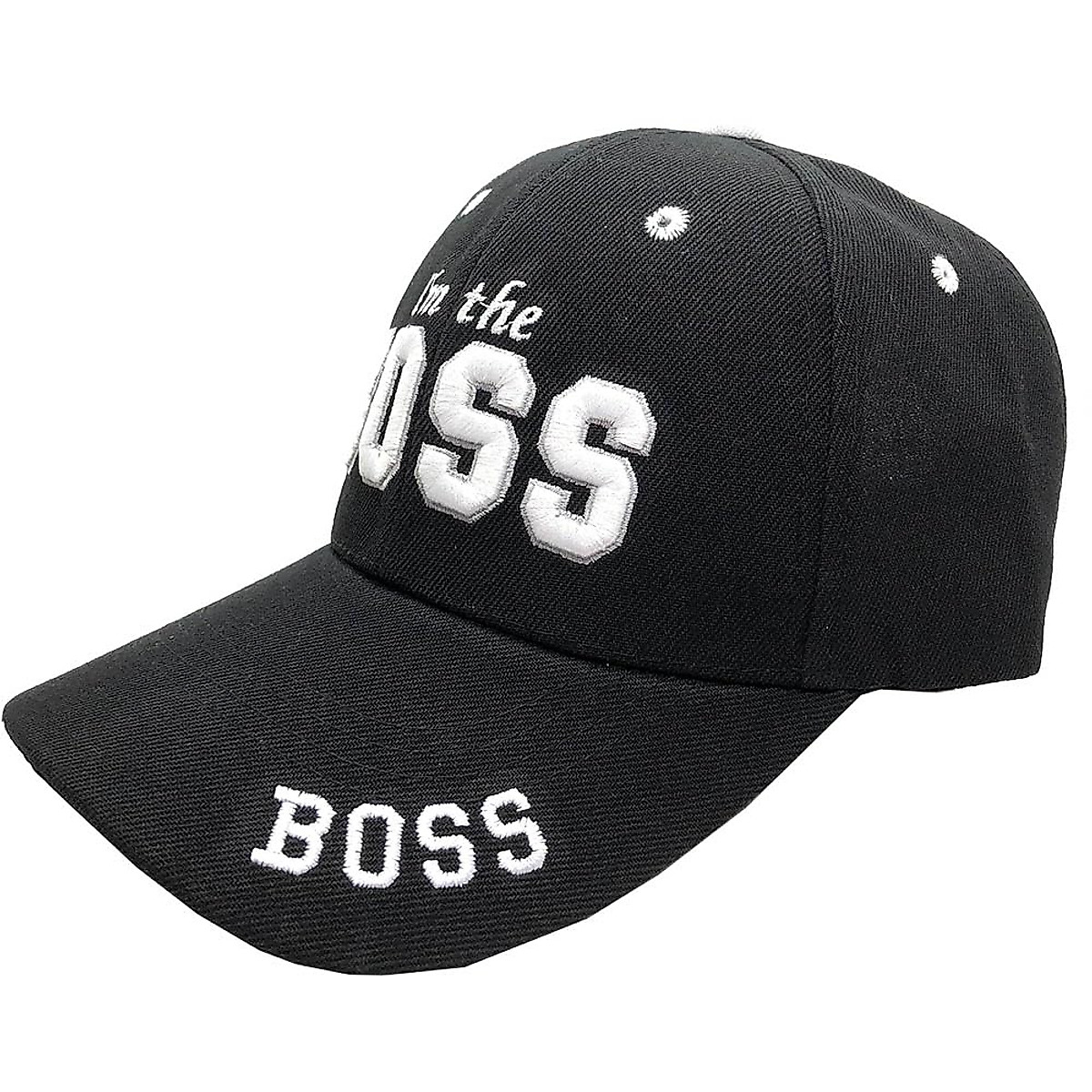 I'm The BOSS Baseball Cap Hat | 3D Embroidery | Sandwich Bill | Adjustable Closure (Black)