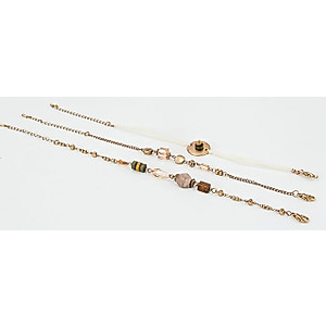 SPUNKYsoul Discontinued Handmade Boho Beaded Bangle Bracelet Rope Braided Set for Women (3 PC SET GOLD)