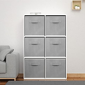 Storage Cubes, 13x13 Cube Storage Bins (6 Pack), Foldable Fabric Storage Cube Basket Bins wiht Dual Handles, Collapsible Storage Bins for Clothes, Toys, Closet, Shelves (Grey)