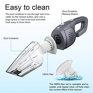 AUKUN Handheld Vacuum, Mini Vacuum 8KPA Suction Portable Vacuum Handheld Vacuum Cordless Wet/Dry Quick Charge Portable Vacuum Cleaner for Home and Car