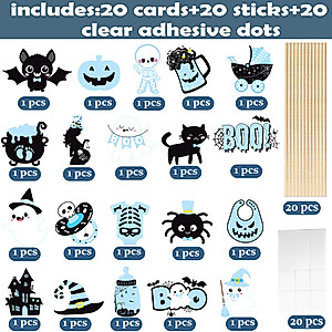 Halloween A Baby is Brewing Decorations Halloween Baby Shower Centerpiece Sticks 20Pcs A Little Boo Baby Shower Table Topper Decorations for Blue Halloween Pregnancy Party Decor
