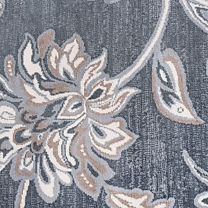Garland Transitional Floral Dark Gray Rectangle Area Rug, 7.6' x 10'
