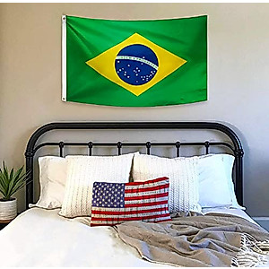 DANF Brazil Flag 3x5 Ft Thick Polyester, Fade Resistant, Brass Grommets, Canvas Header Brazilian National Flags 3 X 5 Feet