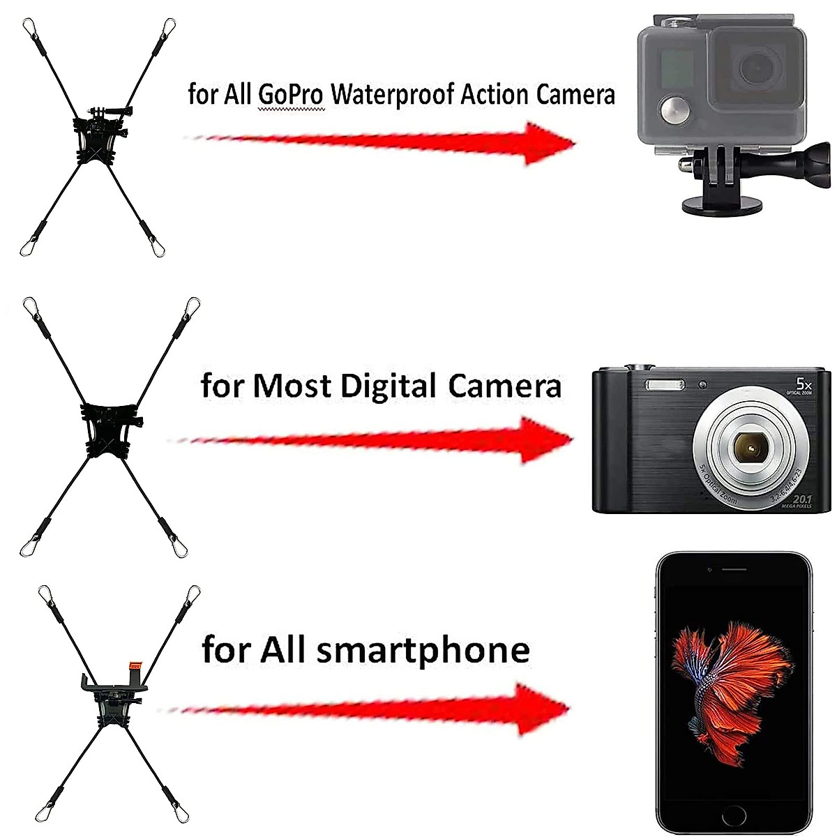 Universal Tree/Net/Backstop Chain Link Fence Mount Compatible for Action Camera/Digital Camera/Smartphone/Trail Cameras for Softball, Baseball, Tennis, and Football Games Recording