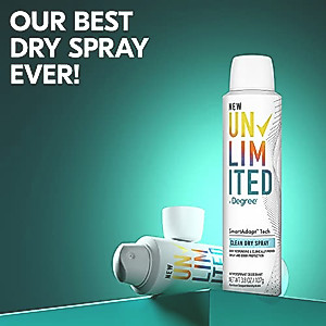 Degree Unlimited Antiperspirant Deodorant Dry Spray Clean 2 Count Long-Lasting Sweat & Odor Protection with Antiperspirant Technology SmartAdapt Tech 3.8 oz