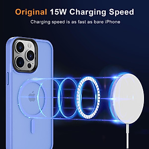 MOCCA Strong Magnetic for iPhone 14 Pro Max Case [Compatible with Magsafe] [10FT Military Grade Protective] Translucent Matte Slim Shockproof Case for iPhone 14 Pro Max 6.7" -Blue