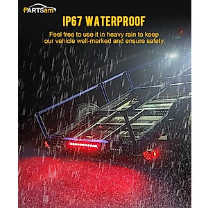 Partsam 1PC Red 15" 11 LED Light Bar Stop Turn Tail 3rd Brake Light Truck Trailer Identification ID Bar Waterproof DOT Compliant