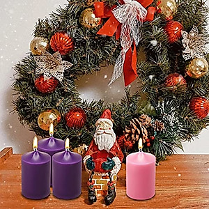 HOSVOT 2x3 Pillar Candles, Advent Candles Set of 4, Purple Pillar Candles, Unscented Advent Wreath Candles for Christmas, Home Decor, Celebration