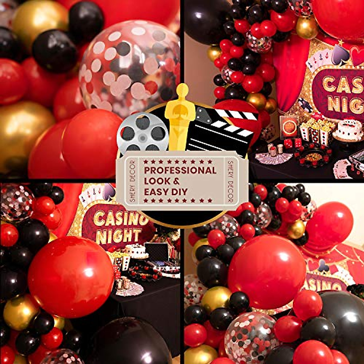 100 pc Red Black and Gold Balloon Garland Kit - Red Black and Gold Balloon Arch Kit - Red Black Gold Balloon Garland Kit - Red Black Gold Balloon Arch Kit