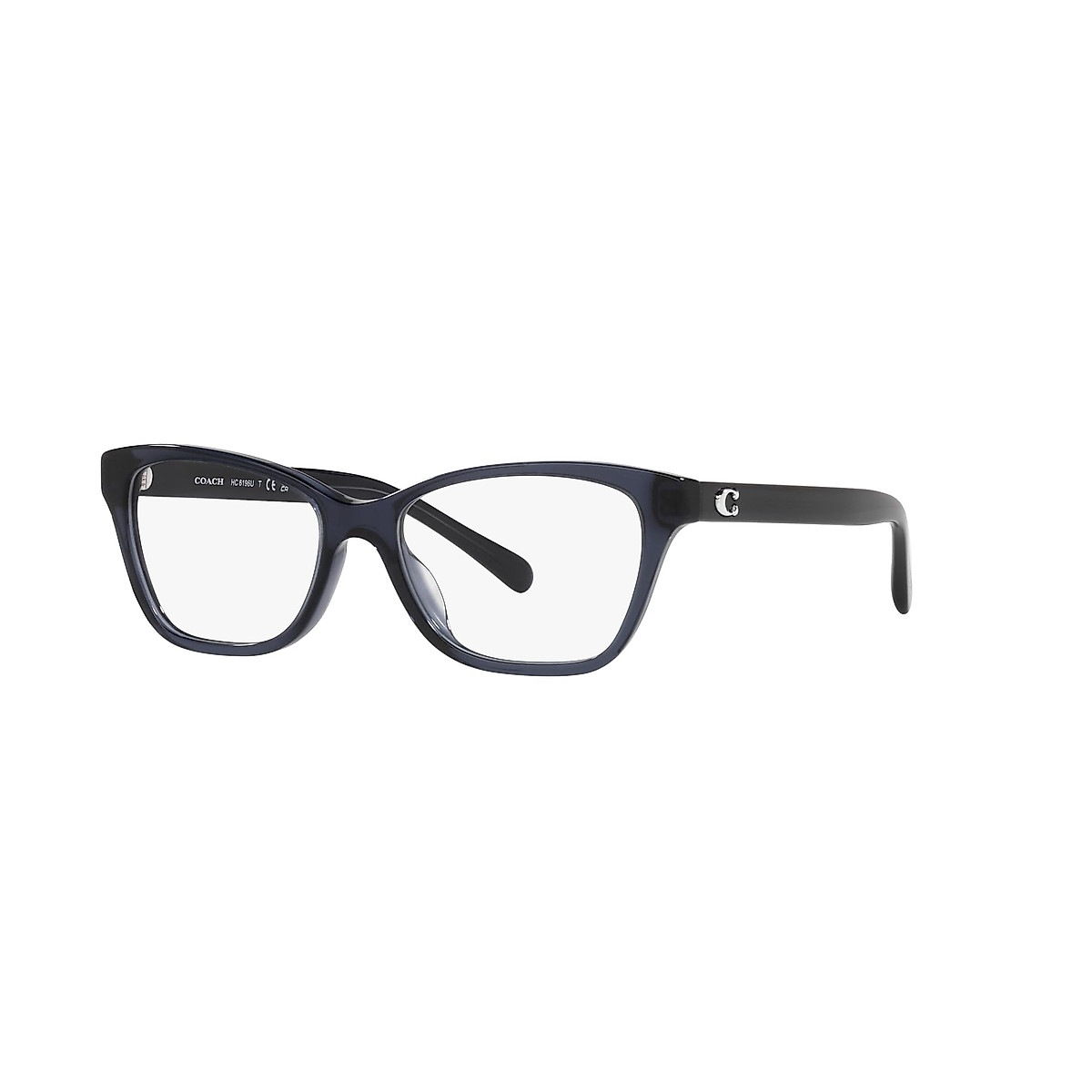 Coach HC6196U Universal Fit Prescription Eyewear Frames, Transparent Blue/Demo Lens, 52 mm