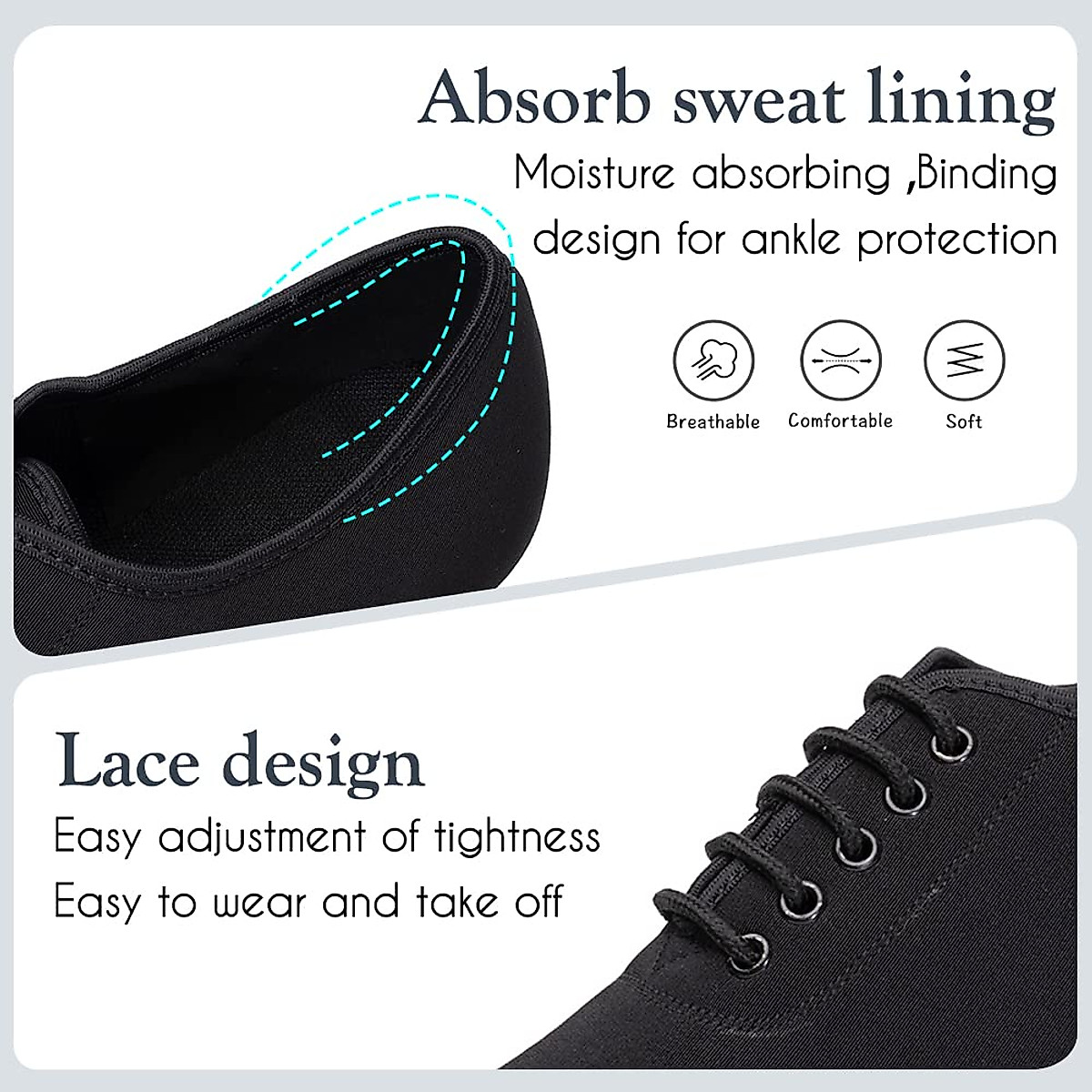 HIPPOSEUS Women Latin Dance Practice Shoes Black Closed Toe Men Ballroom Salsa Dance Training Shoes Low Heel 5cm,8 US