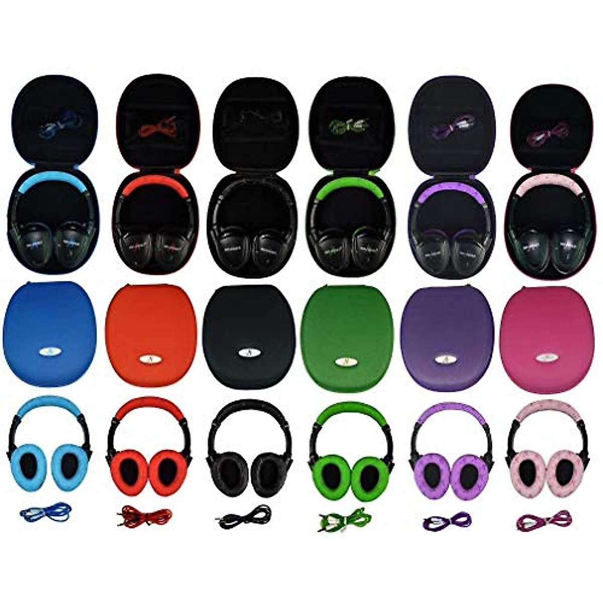 Wisconsin Auto Supply MDZHP-FF-BLK-(1) Black Wireless Headphone (2 Channel Fold Flat DVD Player with Case and 3.5 mm Auxiliary Cord), 1 Pack