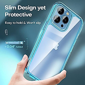 TAURI [5 in 1 Designed for 13 Pro Max Case, [Not-Yellowing] with 2X Tempered Glass Screen Protector + 2X Camera Lens Protector, [Military-Grade Drop Protection] Slim Phone Case 6.7 Inch Sierra Blue