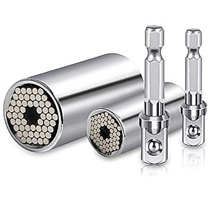 Stocking Stuffers Universal Socket-Multi-function Tools Socket Set，Power Drill Adapter, Steel Super Universal Socket Grip Gadgets for Men,Husband,Boyfriend 1/4- 3/4 (7mm-19mm) & 5/32"-1/2"（4mm-13mm）