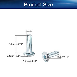 Yinpecly 10PCS M6x20mm Hex Socket Flat Head Screws Furniture Bolts Fastener Countersunk Connector Screws, Full Thread, Carbon Steel, Blue White Tone