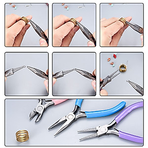 3 Pcs Jewelry Pliers Set, Jewelry Making Tools Pliers Kit, Includes Needle Nose Pliers/Diagonal Pliers/Round Nose Pliers, Wire Cutters Pliers for Jewelry Making Wire Wrapping Beading Crafts Pliers