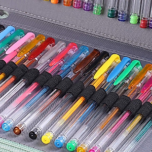 Shulaner 160 Slots Gel Pen or Colored Pencil Case with Zipper Closure Large Capacity Oxford Pen Organizer (Green Rose Gel Pen Case)