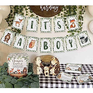 Yuzioey Woodland Diaper Raffle Tickets and Baby Advice, Woodland Forest Baby Shower Diaper Raffle Game Box Tickets, Diaper Raffle Tickets for Woodland Gender Neutral Baby Shower