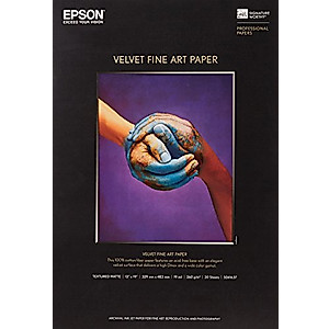 Epson S041637 Velvet Fine Art Paper, 13 x 19, White (Pack of 20 Sheets)
