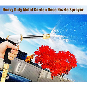 Upgrade Garden Hose Nozzle,100% Heavy Duty Metal Spray Gun With Full Brass Nozzle,High Pressure Water Hose Nozzle Sprayer Head,3/4" Quick Connectors,for Lawn & Garden,Washing Cars,Showering Dogs&Pets