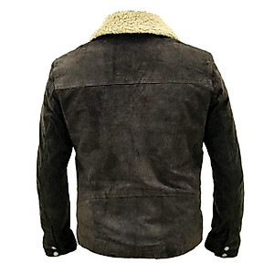 Walking Dead Season 7 Dead Rick Grime Dark Brown Real Suede Winter Leather Jacket (XL)
