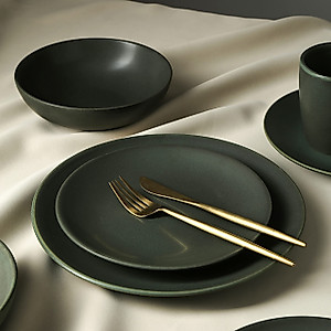 Stone Lain Grao Stoneware 16-Piece Dinnerware Set, Green