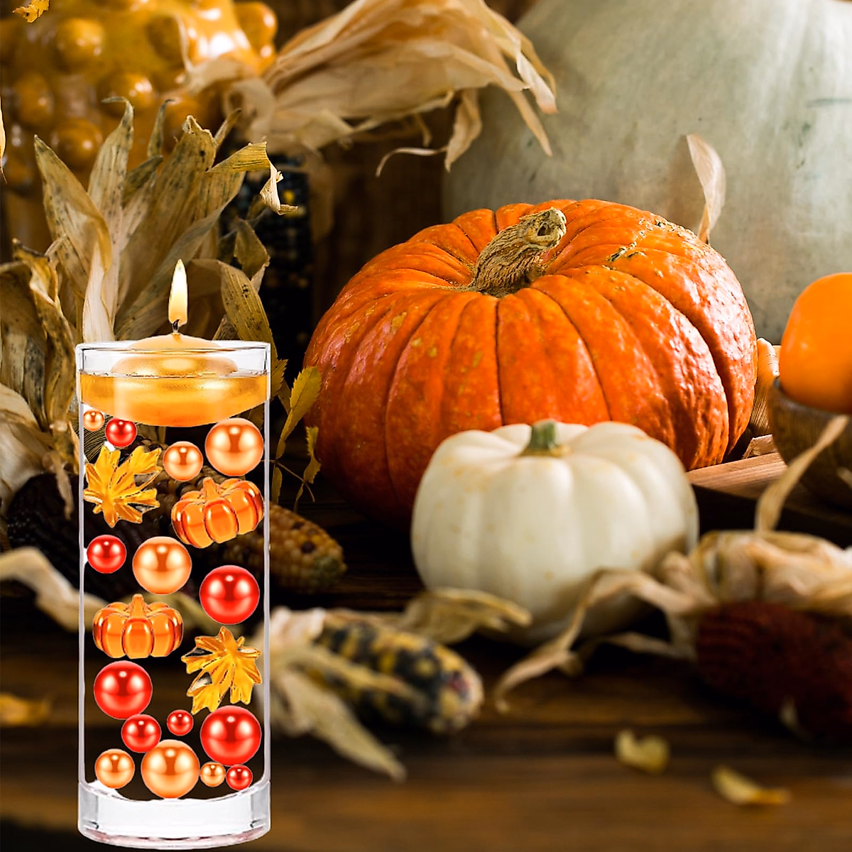 10111pcs Thanksgiving Vase Filler Set Faux Pearl for Vase Filler Fall Pearls Floating Candle Centerpiece for Thanksgiving Halloween Fall