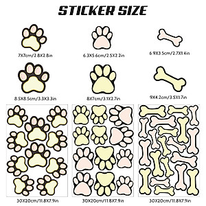 Marsway Cute Paw Decal Night Glow in The Dark Creative Luminous Decorative Stickers Kids Room Wall Decor (Paw Print + Bone)