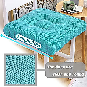 Square Floor Pillow Thick Cushion Meditation Pillows for Adults & Kids Bedroom Balcony Car Office Patio Sofa Reading Nooks Large Outdoor Indoor Tatami Chair Seat Cushion 20"×20" Lightblue