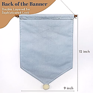 Bon et Beau LITTLE MAN CAVE Embroidered Canvas Banner – Wall Decor for Boys Playroom, Bedroom and Baby Nursery