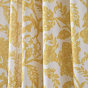 Lush Decor Emma Textured Jacobean Window Curtain Panel (Single Panel), 84" L x 52" W, Yellow
