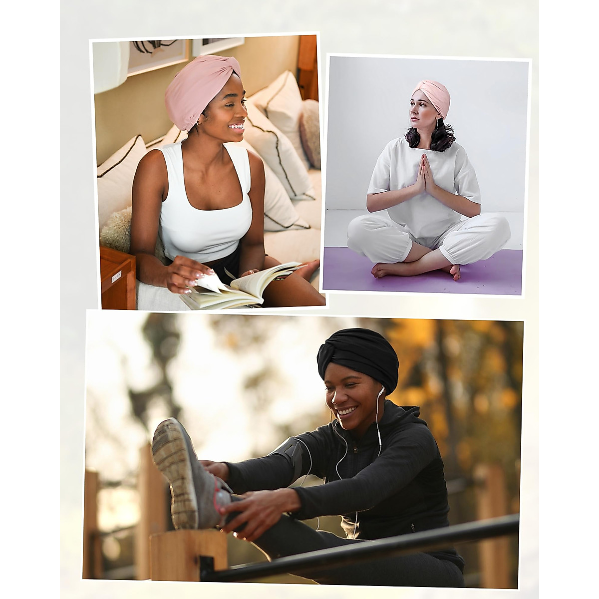 YANIBEST Turbans for Women Satin Bonnet Silk Bonnet for Sleeping Head Wraps Adjustable Twisted Headwrap Pink