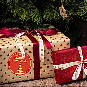 Happy New Year Stickers for Package Seals,Stickers for Cards Envelopes Package Boxes,1.5 Inch 500 Pcs