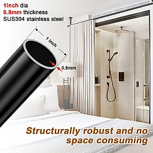 Freestanding Room Divider Curtain Rod - No Drilling Partition Room Dividers Wall,28-72inch(W) 4-10ft(H),Portable Tension Rod Curtain Stand for Studio Apartment Room Separation -Room Separator Black