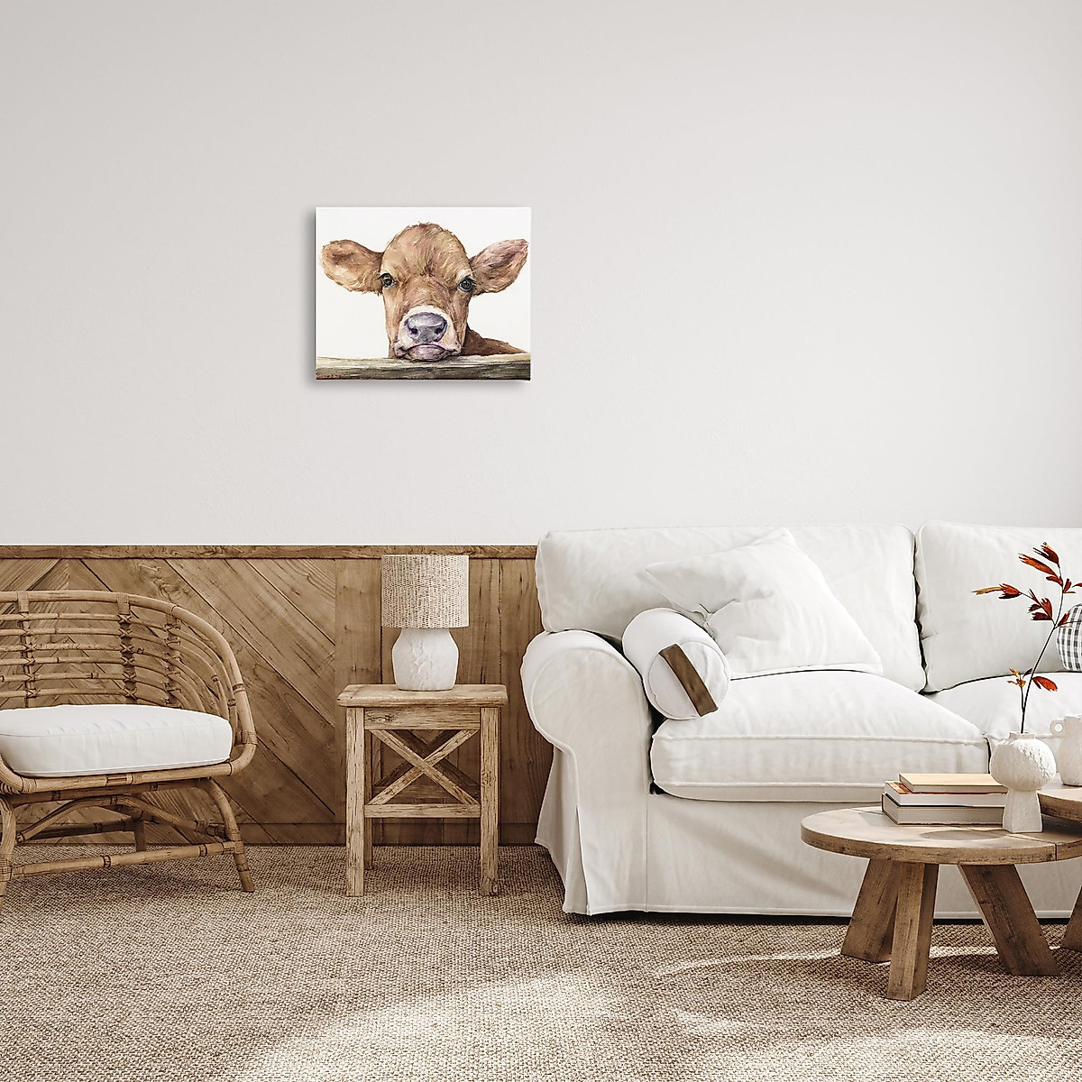 Stupell Industries Cute Baby Cow Animal Watercolor Painting Canvas Wall Art Design By Artist George Dyachenko